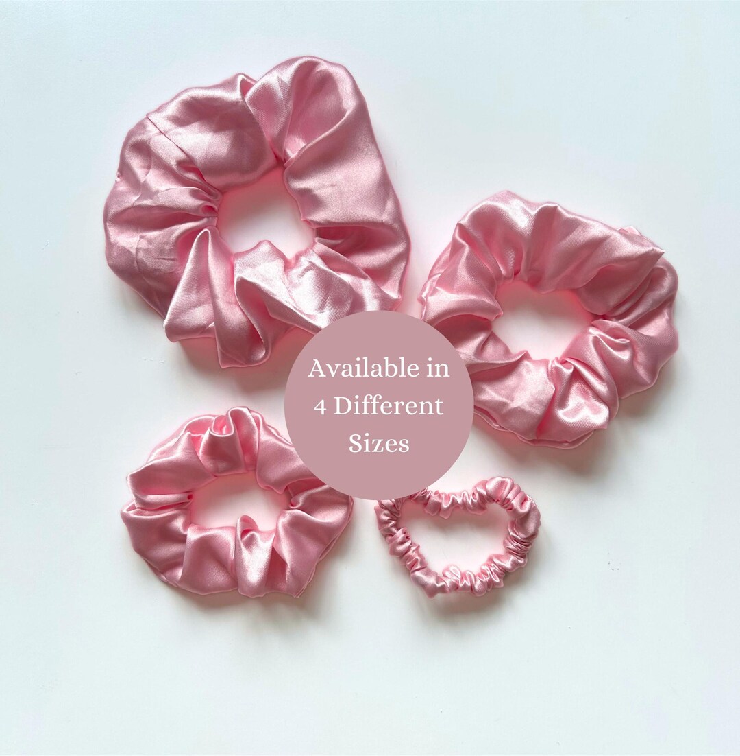 Pink Satin Scrunchie, Pink Silk Scrunchie, Pink Hair Scrunchie, Baby ...