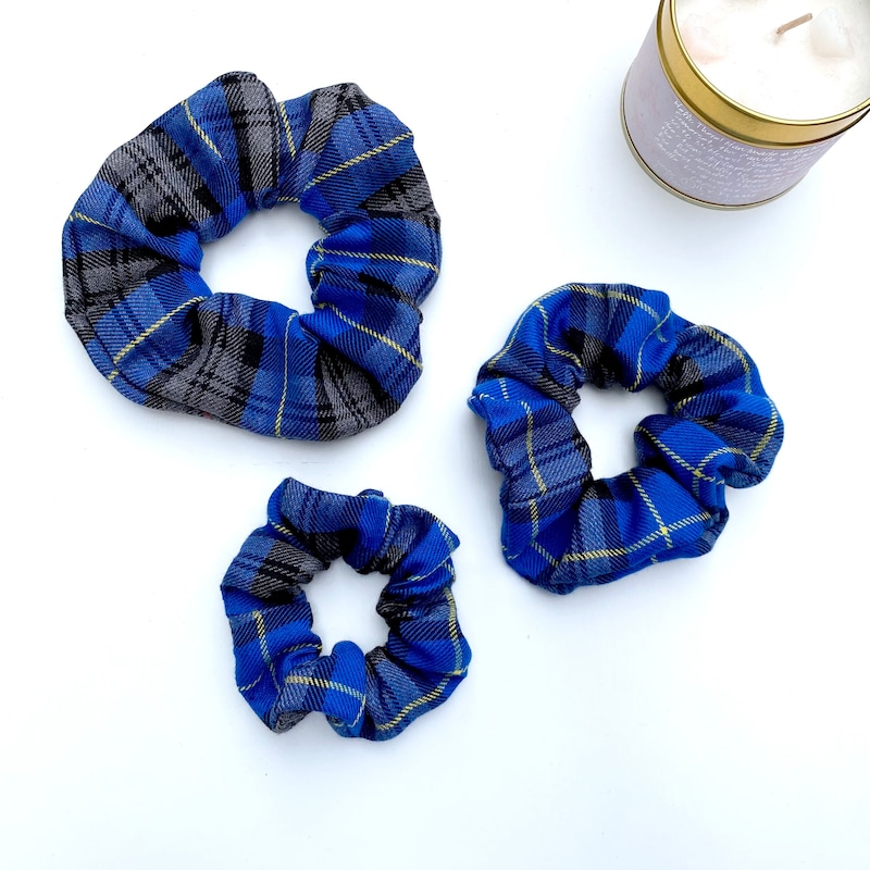 Blue and Gray Scrunchie - Etsy UK