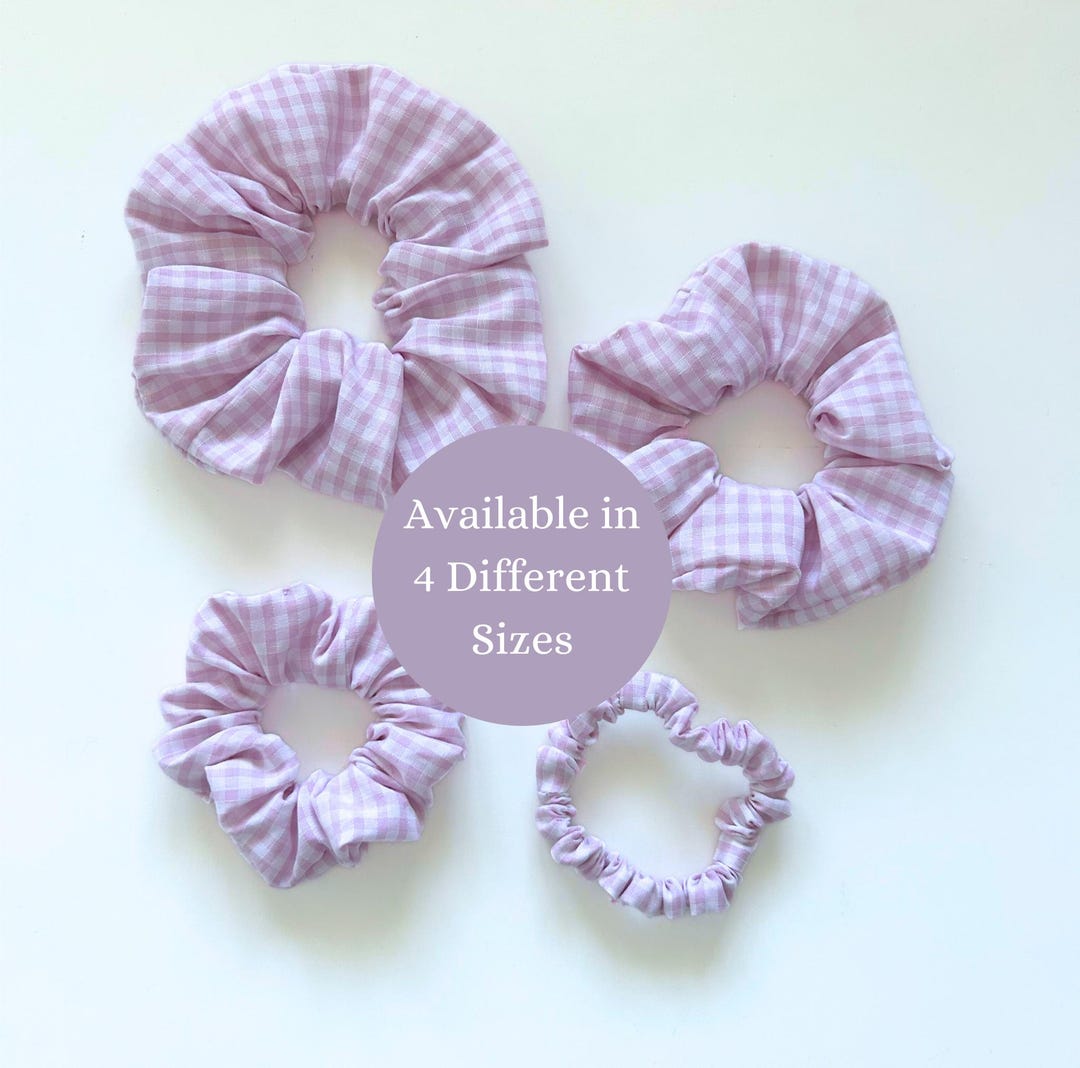 Baby Pink Gingham Scrunchie, Pink Hair Scrunchie, School Scrunchie ...