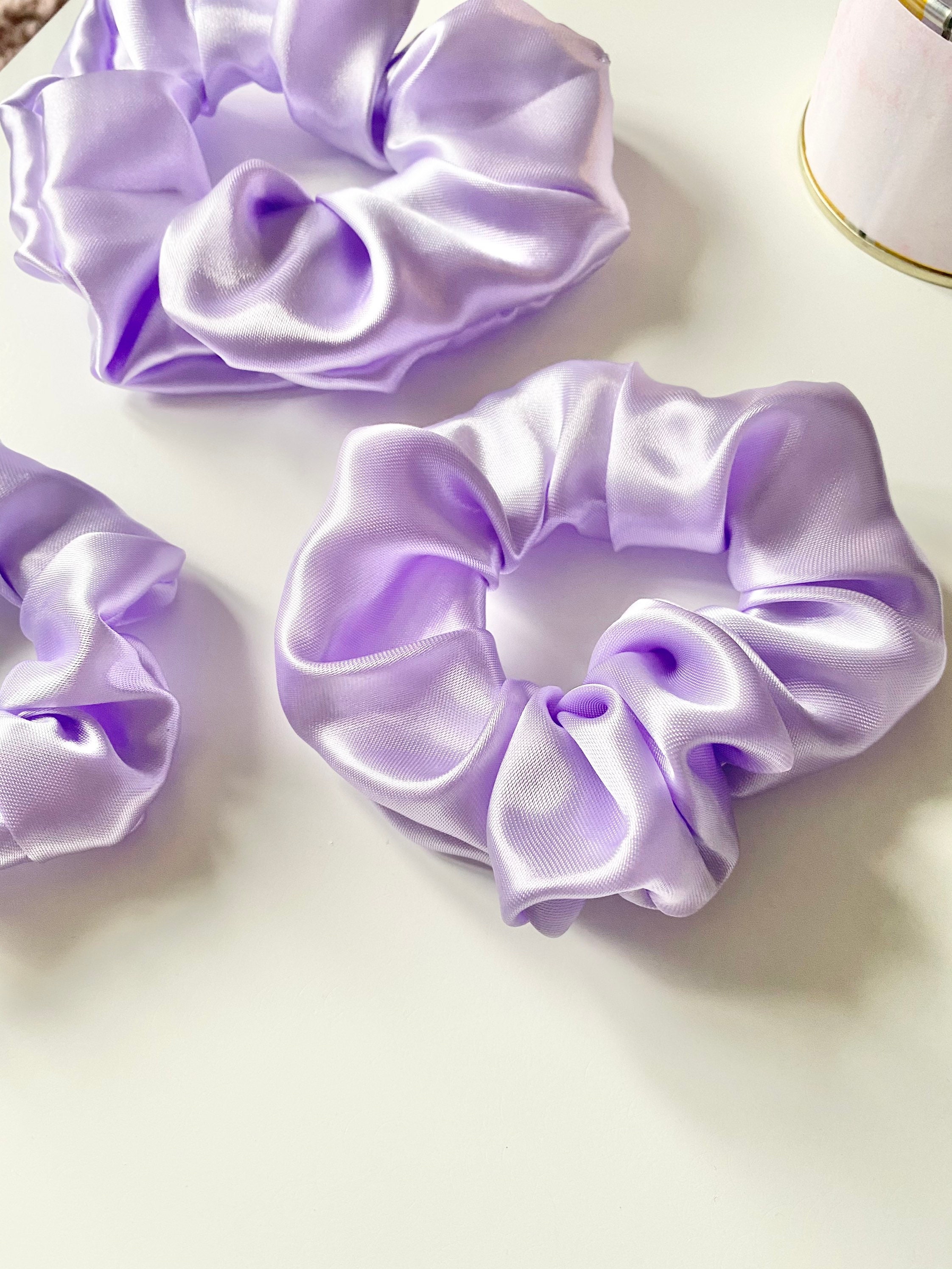 Purple Satin Hair Scrunchie Silk Hair Scrunchie Purple | Etsy