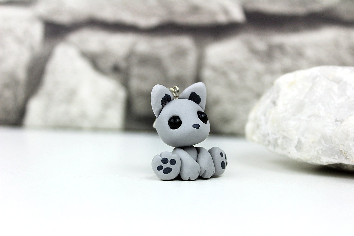 Wolf Charm Kawaii Wolf Pendant Necklace Charm Polymer Clay - Etsy