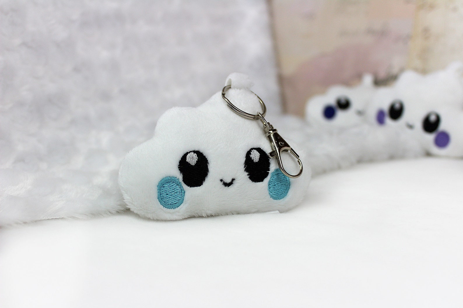 Cloud Keychain Cute Cloud Kawaii Keychain Cloud Plush - Etsy Singapore