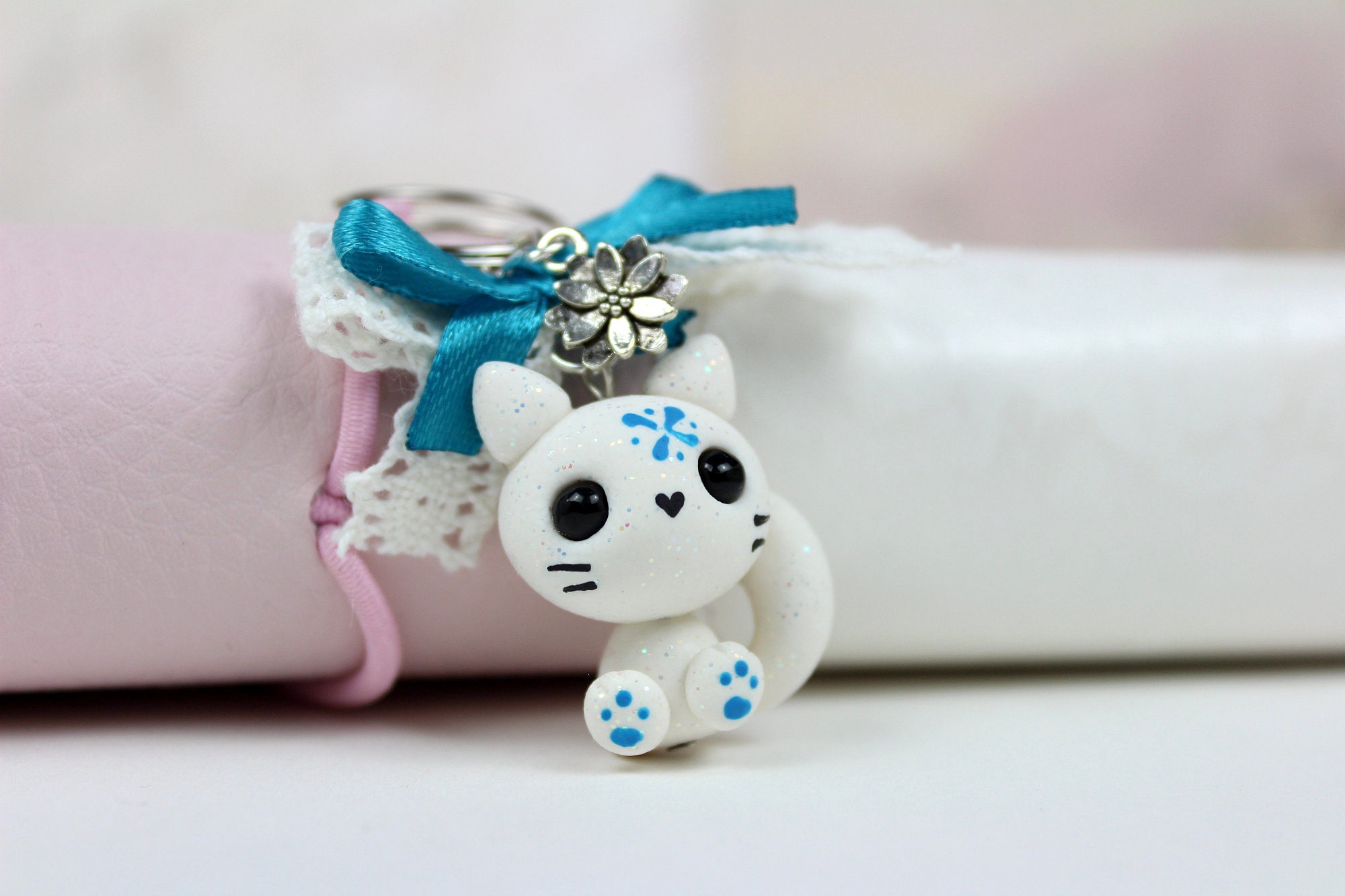 Cat keychain cute cat kawaii keychain cat charm kawaii | Etsy