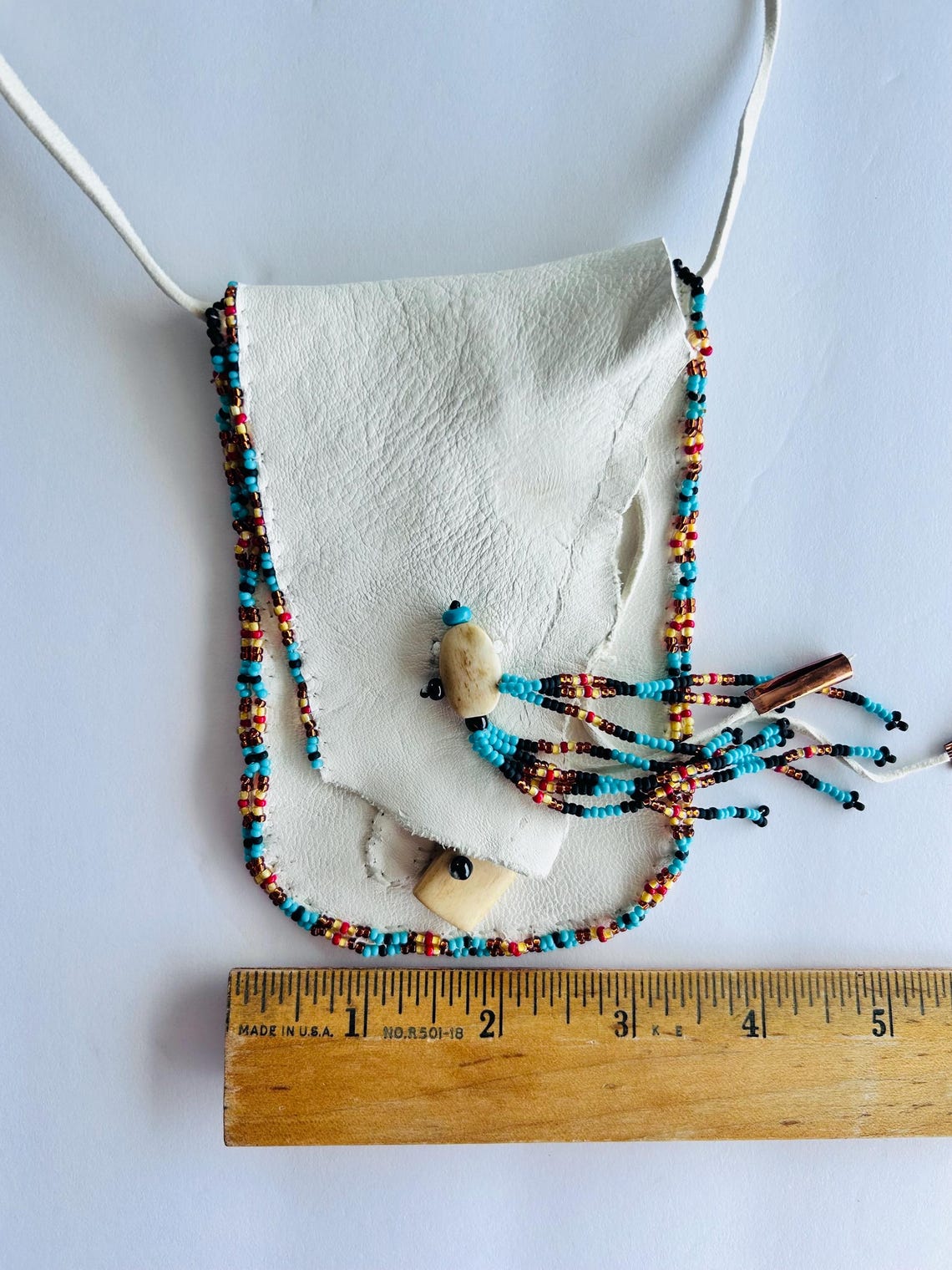 Medicine Spirit Bag White Leather Native American Indigenous Style ...