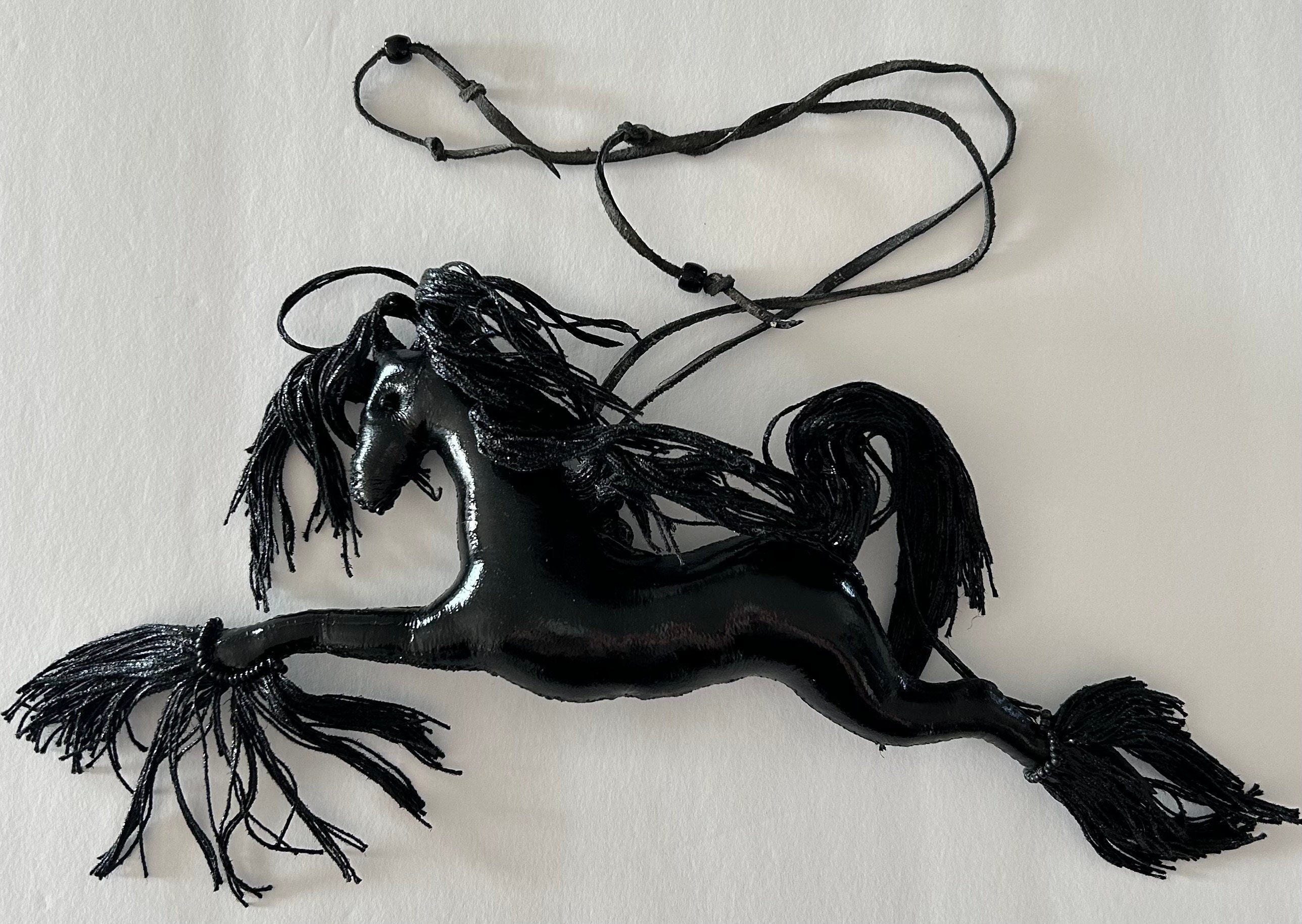 Friesian Black Horse Like Zorros Hand Created and Painted Leather ...
