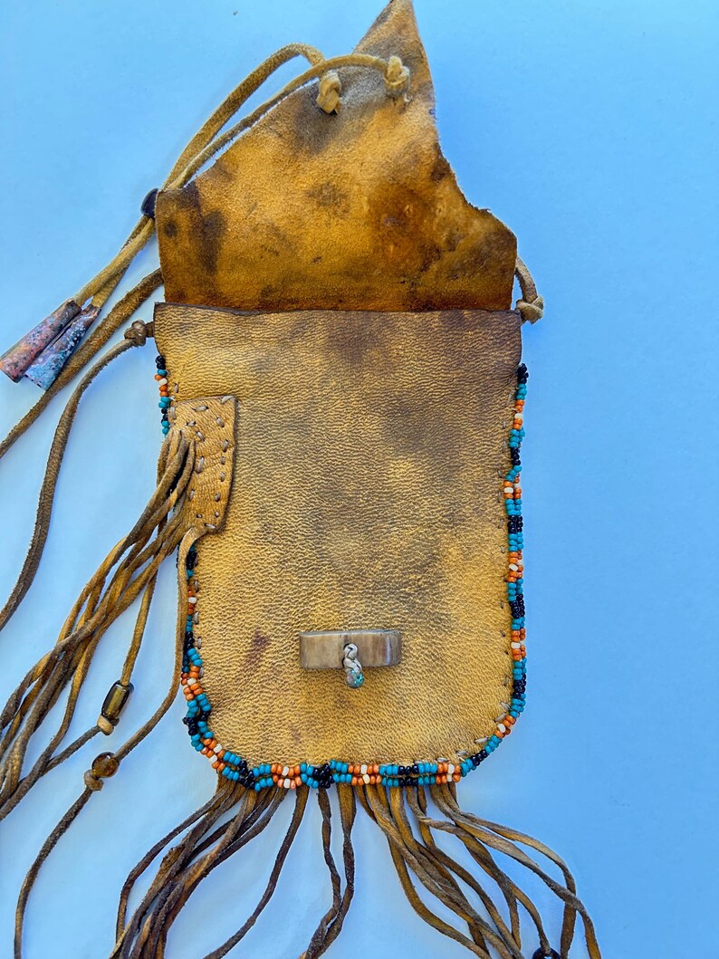 Medicine Spirit Bag Leather Pouch Native Anerican Indigenous Style ...