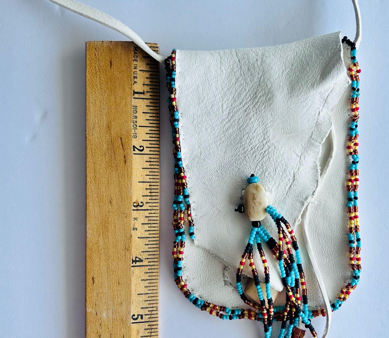Medicine Spirit Bag White Leather Native American Indigenous Style ...