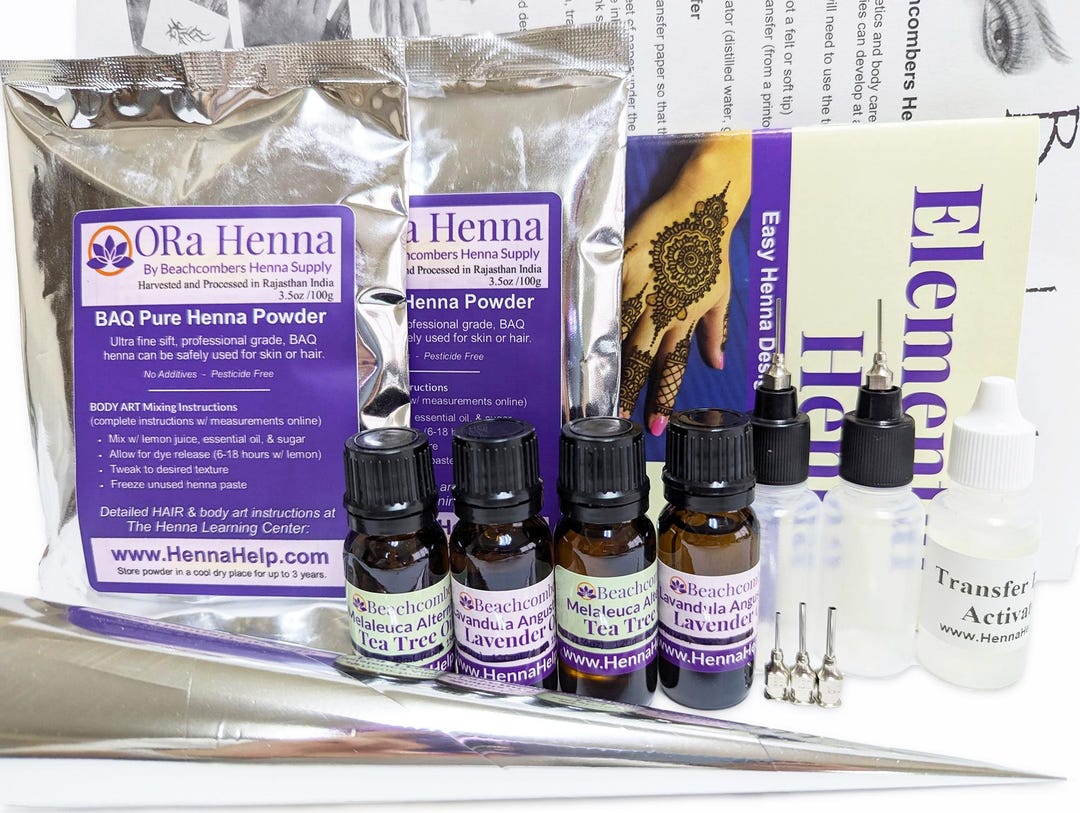 Henna Powder Tattoo Kit 200gm Body Art Quality Temporary Stain Tea Tree ...
