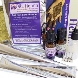 Essential Plus Henna Starter Kit: Henna Powder & Paste, Oil, Applicator ...