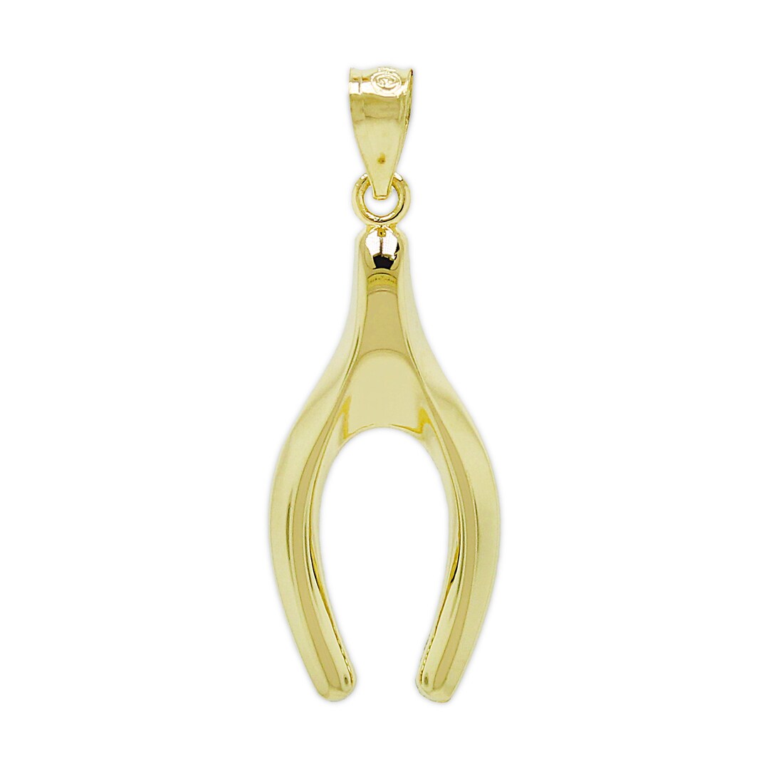 Gold Wishbone Charm - 10 Karat Solid Gold - Wishbone Pendant Jewelry ...