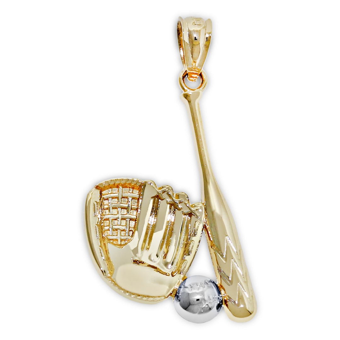Gold Baseball Softball Gear Charm - 10 Karat Solid Gold - Baseball ...