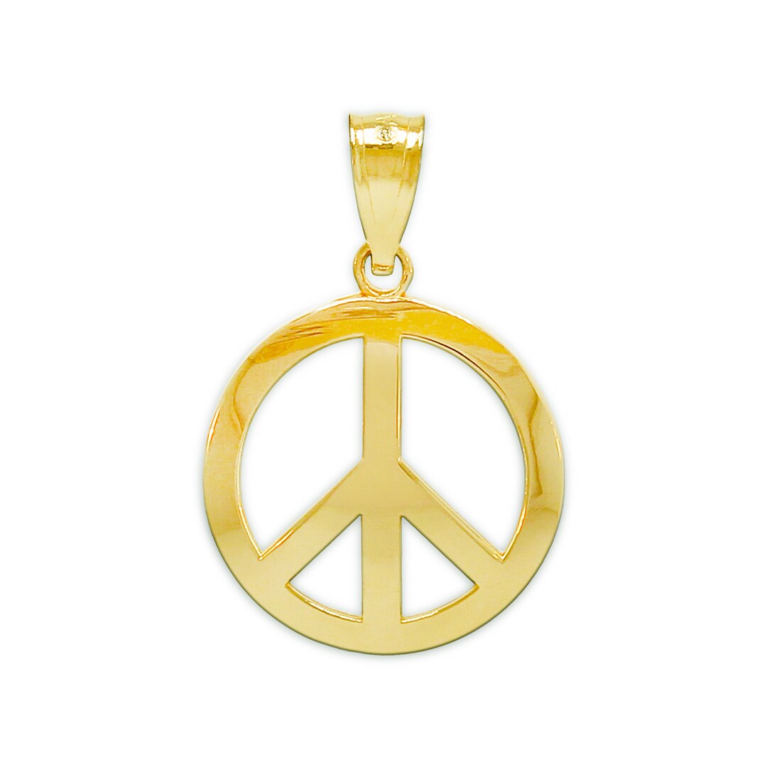 Gold Peace Sign Charm -peace Sign Necklace - Peace Sign Jewelry - 10 ...