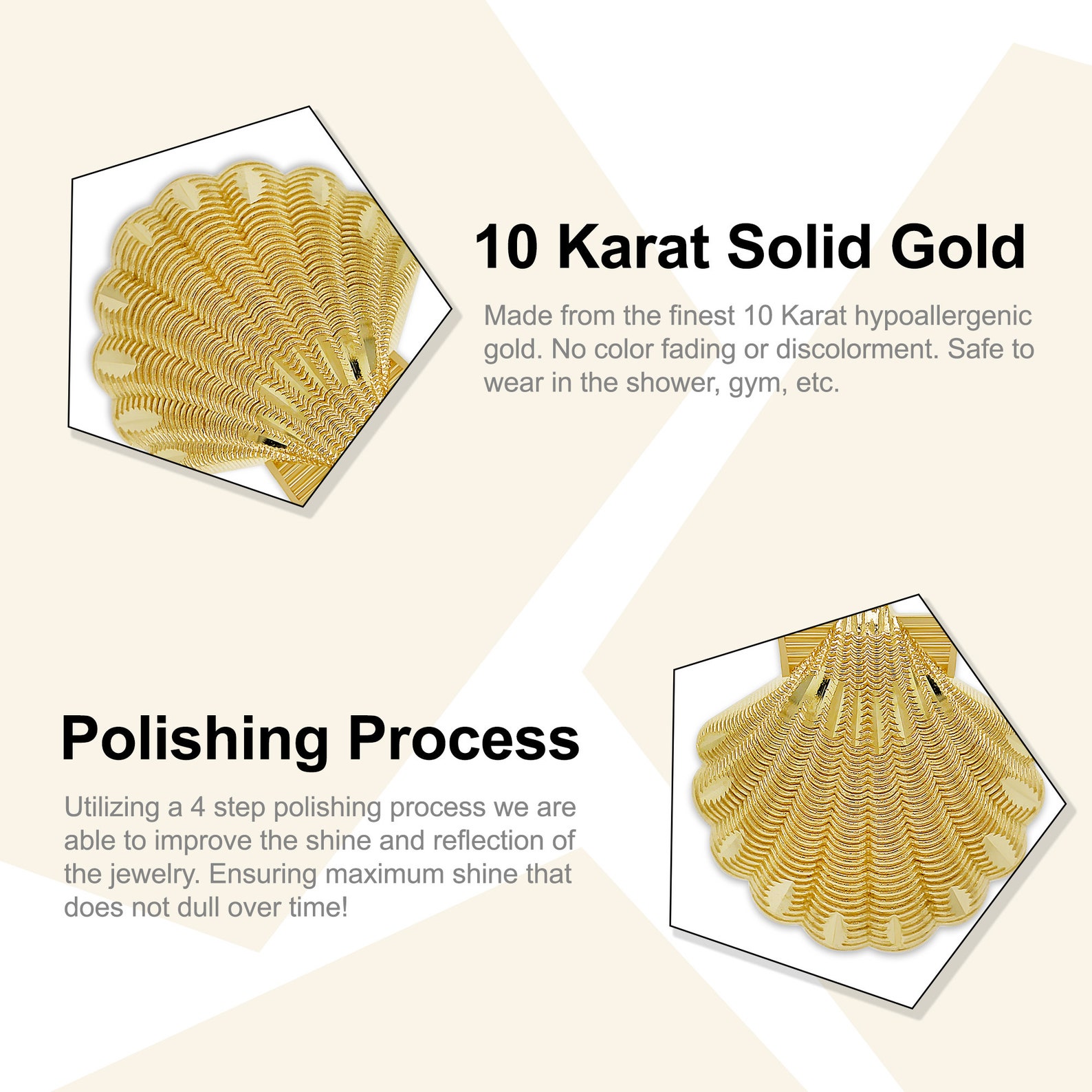 Gold Seashell Charm - 10 Karat Solid Gold - Dainty Seashell Charm ...
