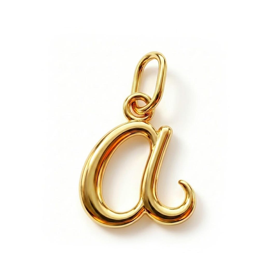 Gold Lower Case Initial A Charm - 10 Karat Solid Gold - Letter A ...