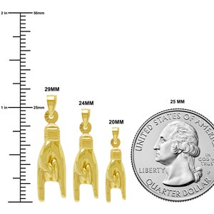 Gold Mano Cornuto Hand Symbol Pendant Necklace - 10 Karat Solid Gold ...