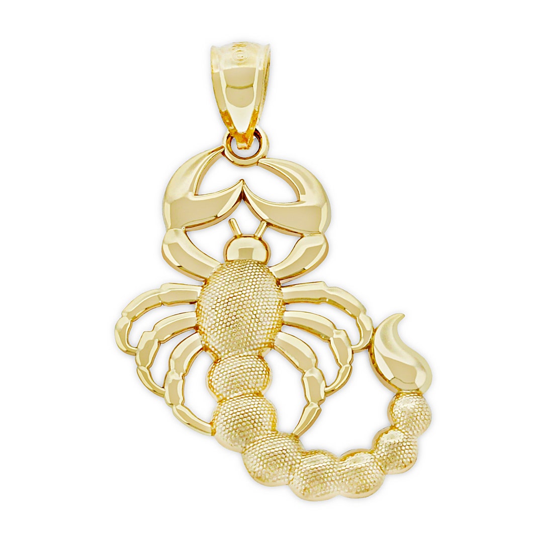 Gold Scorpion Charm Pendant - 10 Karat Gold - Scorpio Pendant - Etsy