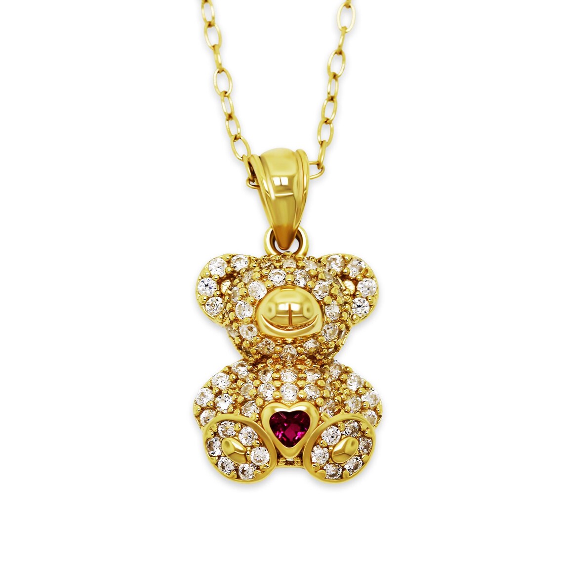 Gold Teddy Bear Pendant Necklace - Gold Plated on 925 Sterling Silver ...
