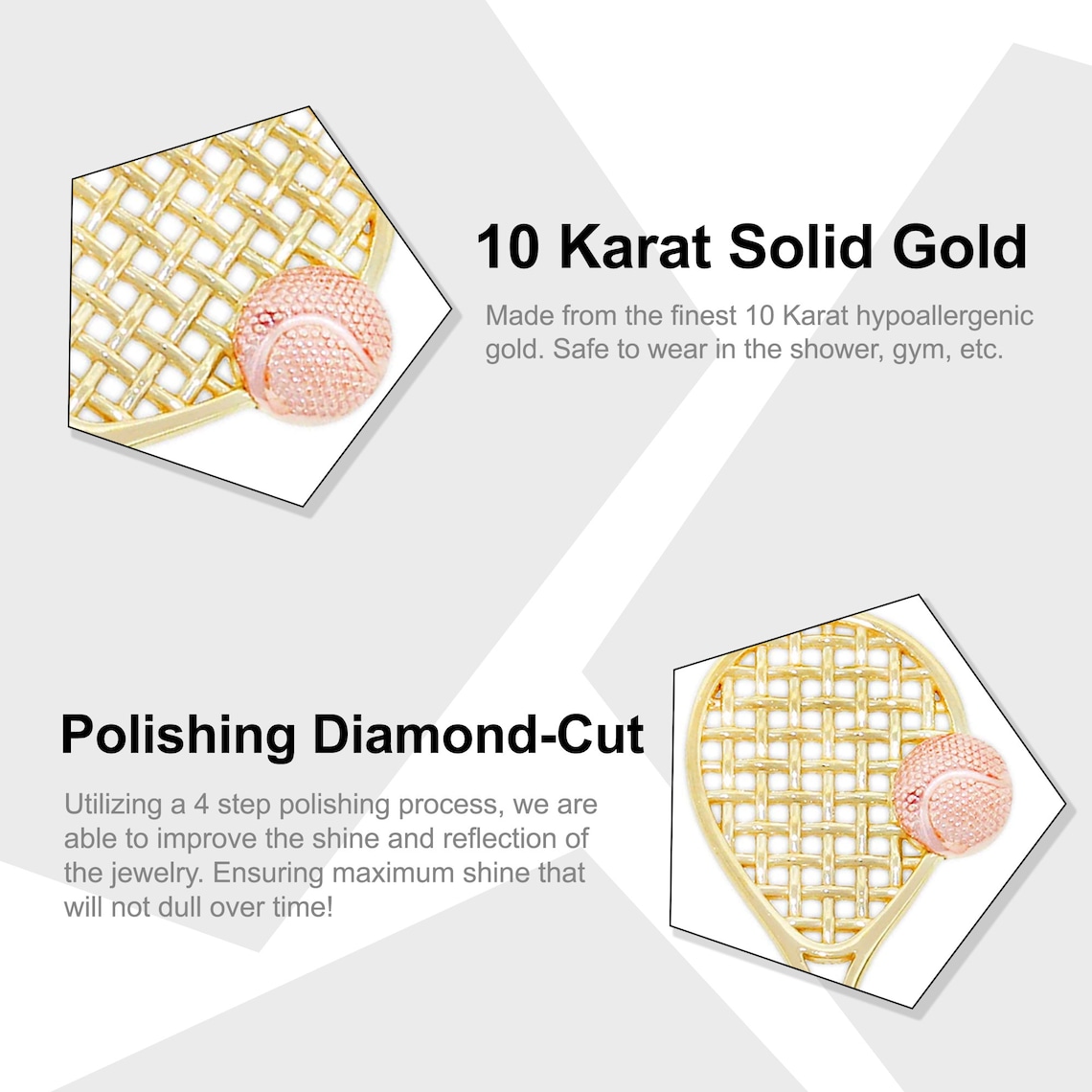 Gold Tennis Racquet With Rose Gold Ball 10 Karat Solid Gold - Etsy