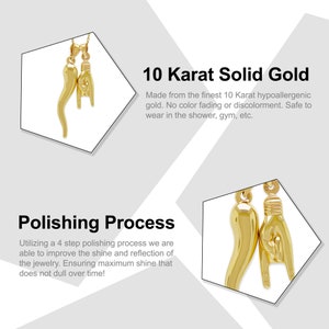Gold Italian Horn With Hand Sign Pendant - 10 Karat Gold - Optional ...