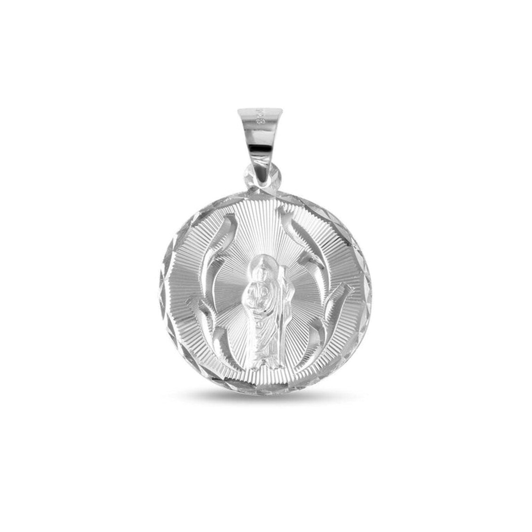 Silver Saint Jude Medallion Necklace - 925 Sterling Silver - Baptism ...