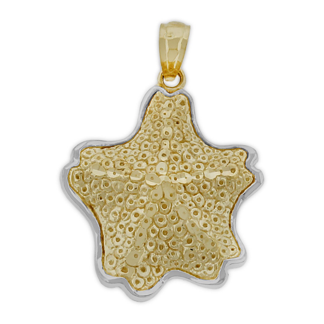 Gold Star Fish Charm - 14 Karat Solid Gold - Nautical Ocean Jewelry ...