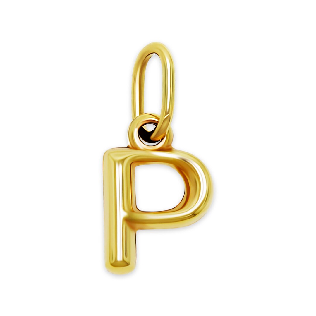 Gold Bubble Puff Initial P Charm Pendant - 3D Puffed Letter Charm - 10 ...