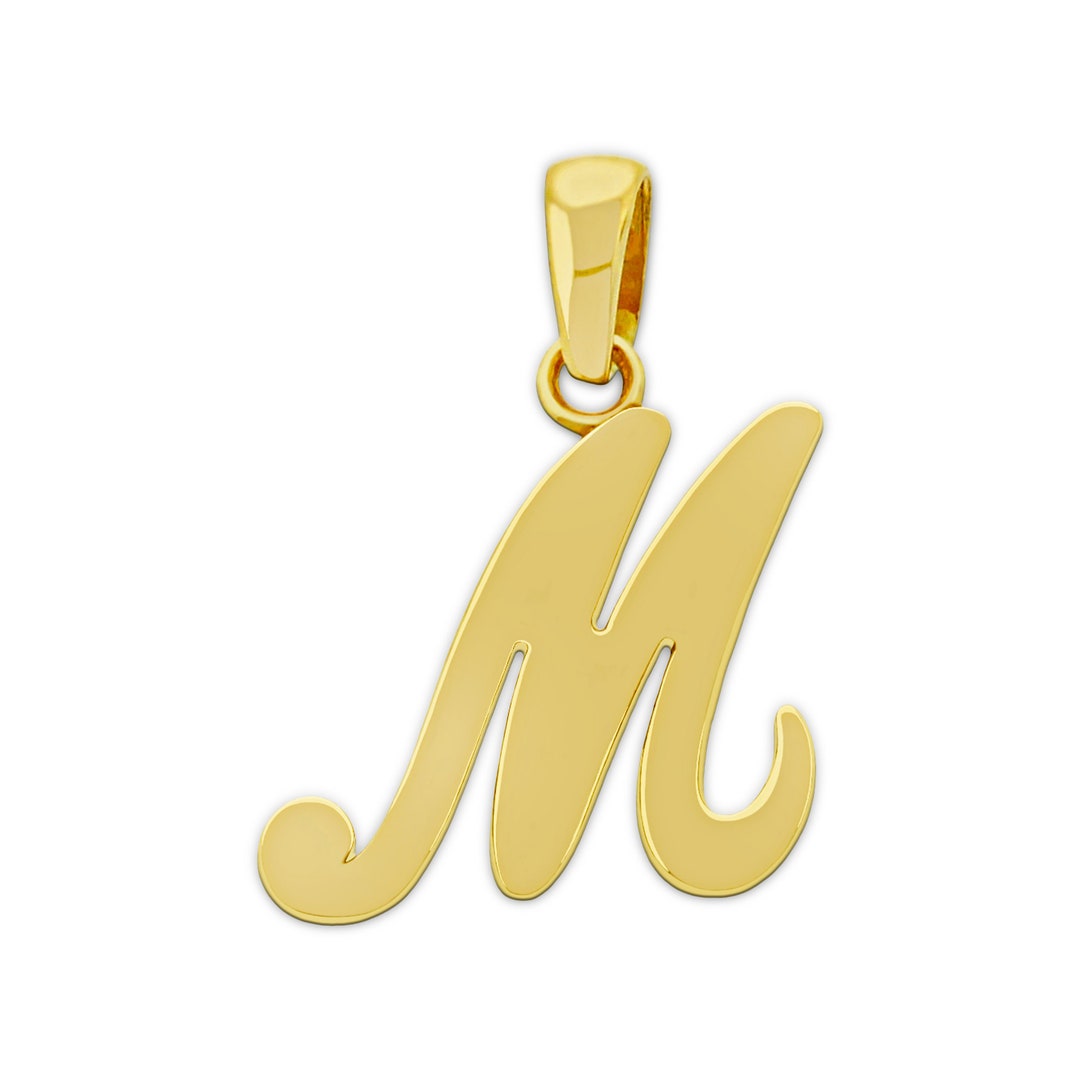 Gold Initial Letter "m" Charm - 14 Karat Solid Gold - Optional Gold ...