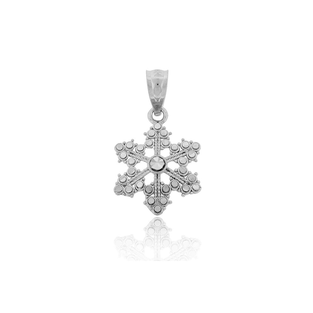 White Gold Snowflake Charm Pendant - 14 Karat Gold - Snowflake Jewelry ...
