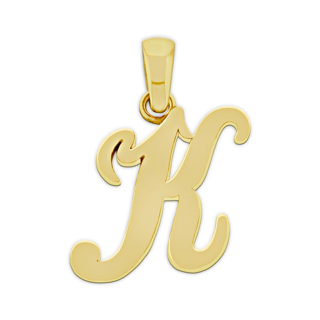 Gold Initial Letter k Charm 14 Karat Solid Gold With Optional Gold ...