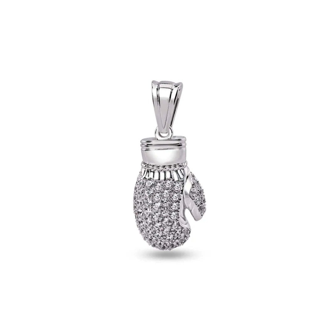 Silver Boxing Glove Pendant Necklace - 925 Sterling Silver With Cubic ...