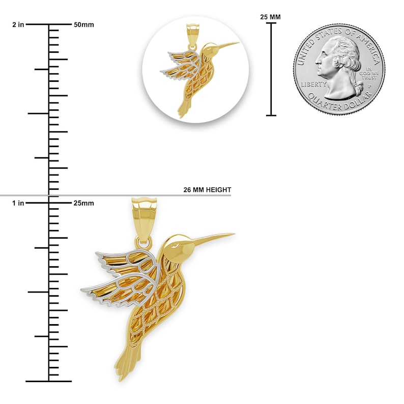 Gold Hummingbird Pendant Necklace - 14 Karat Solid Gold - Hummingbird ...