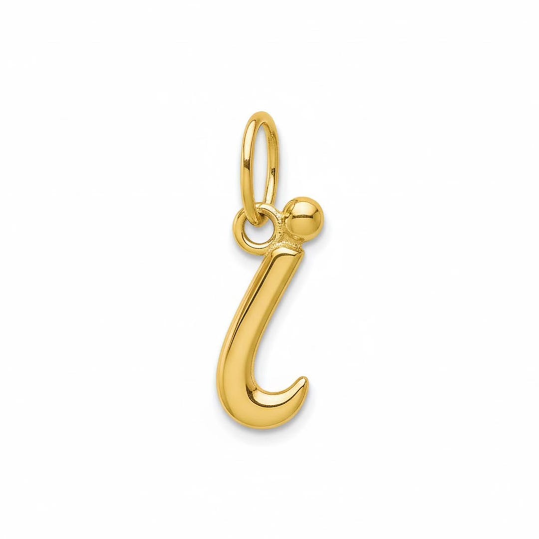 Gold Lower Case Initial I Charm - 10 Karat Solid Gold With Optional ...