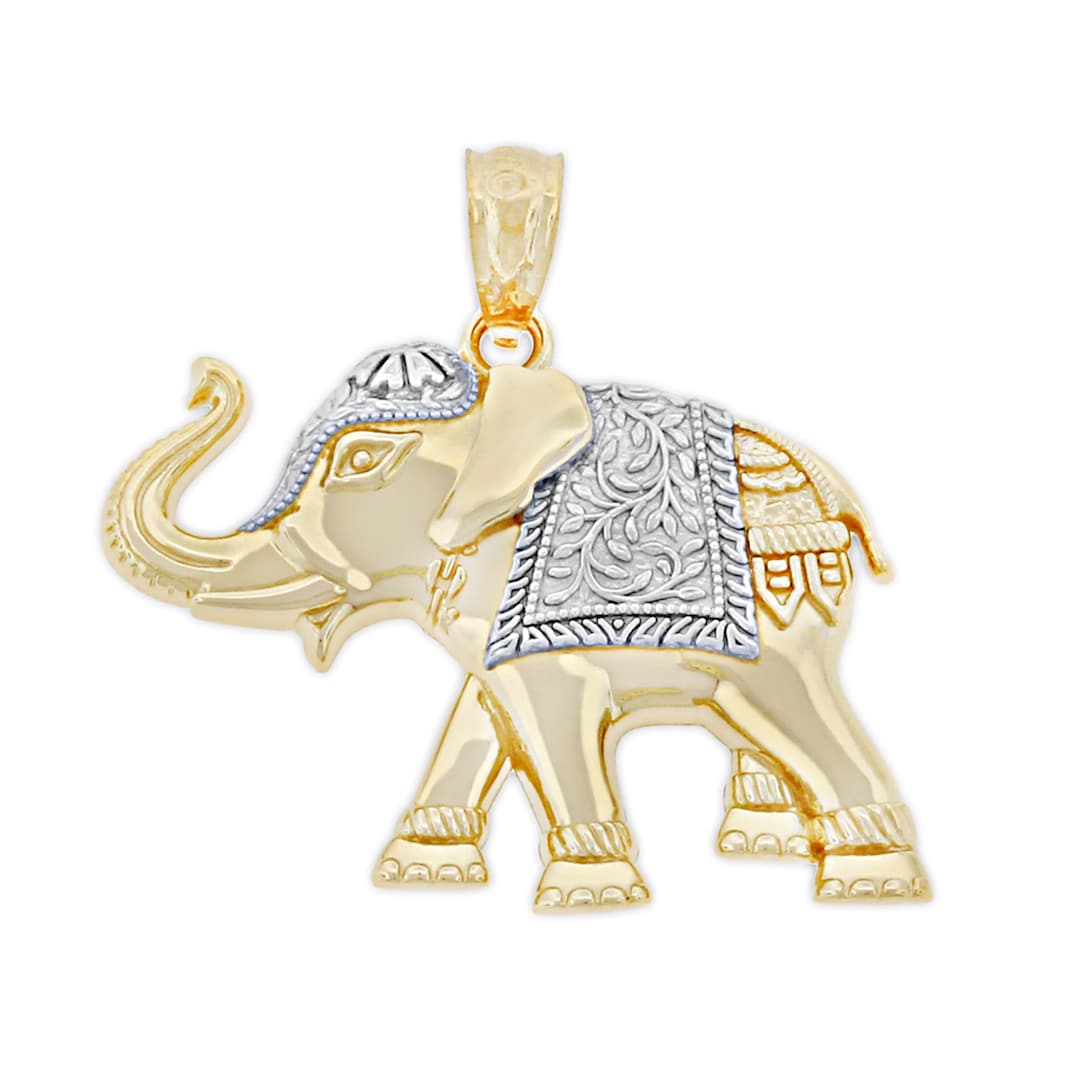 Gold Elephant Charm - 10 Karat Solid Gold - Animal Pendant Necklace ...