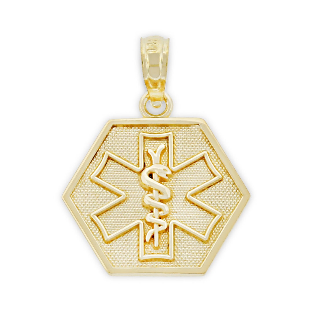 Gold Caduceus Medical ID Charm - 10 Karat Solid Yellow Gold - Gifts for ...
