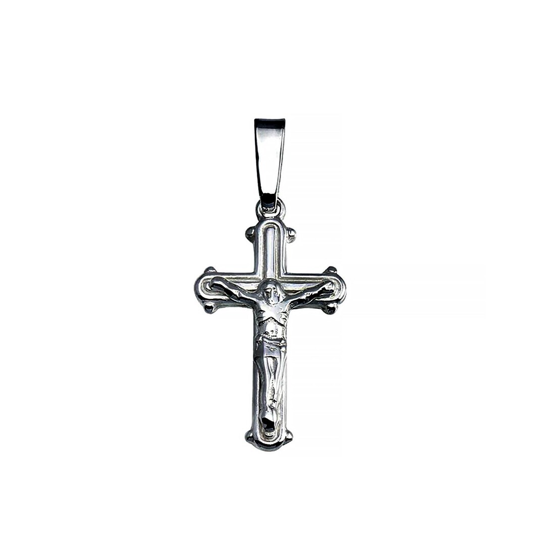 Silver Jesus Crucifix Cross Necklace - 925 Sterling Silver - Baptism ...
