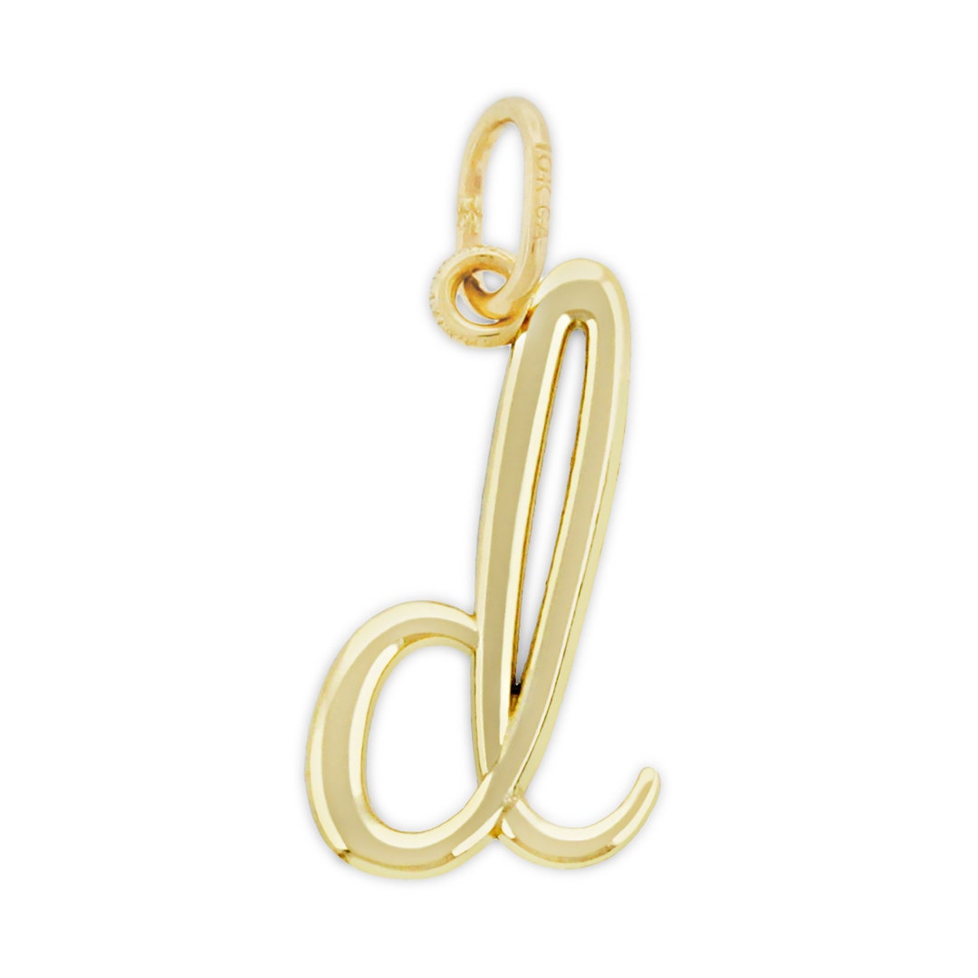 Gold Lower Case Initial D Charm - 10 Karat Solid Gold - Letter D ...
