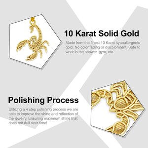 Gold Scorpion Charm Pendant - 10 Karat Gold - Scorpio Pendant - Insect ...