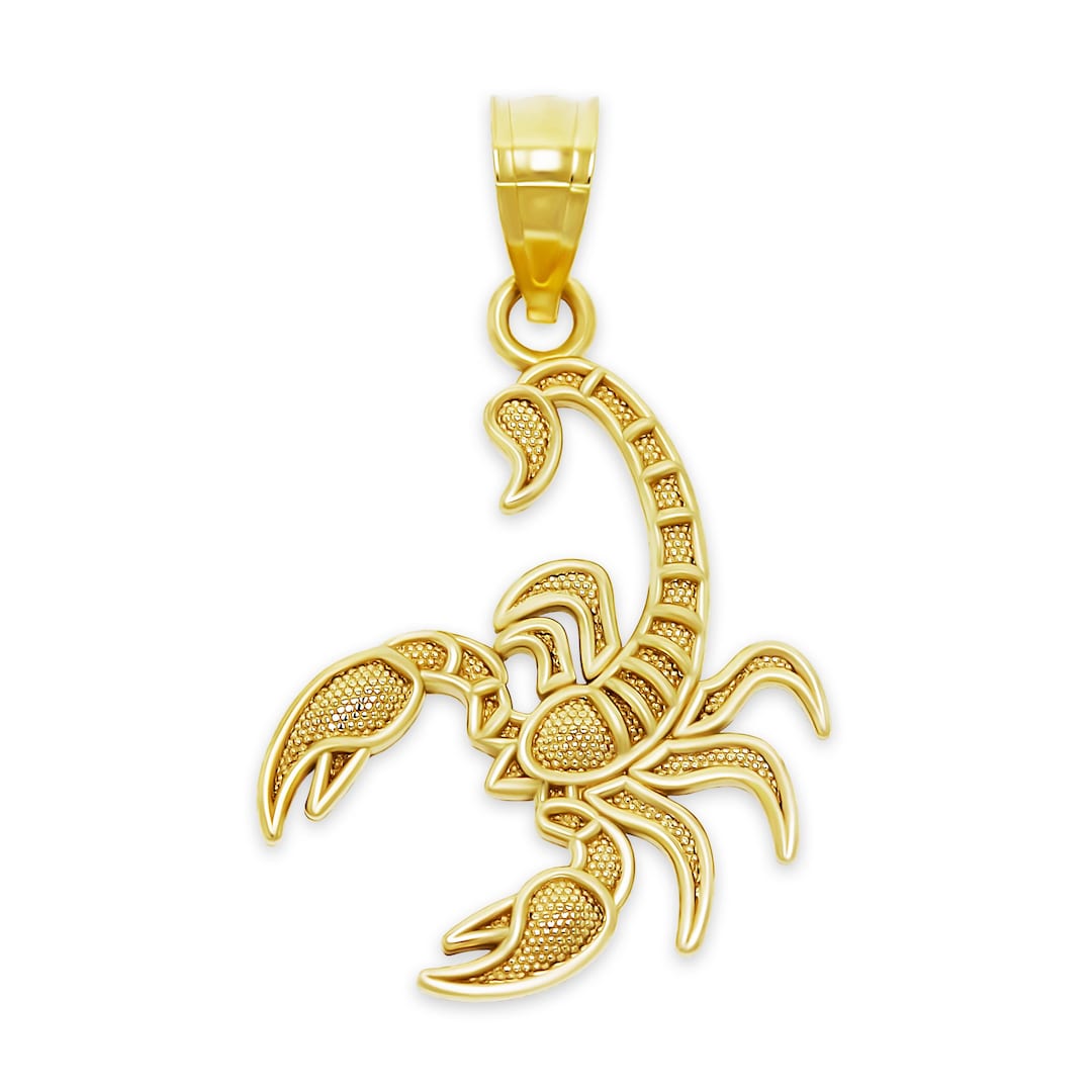Gold Scorpion Charm Pendant - 10 Karat Gold - Scorpio Pendant - Insect ...