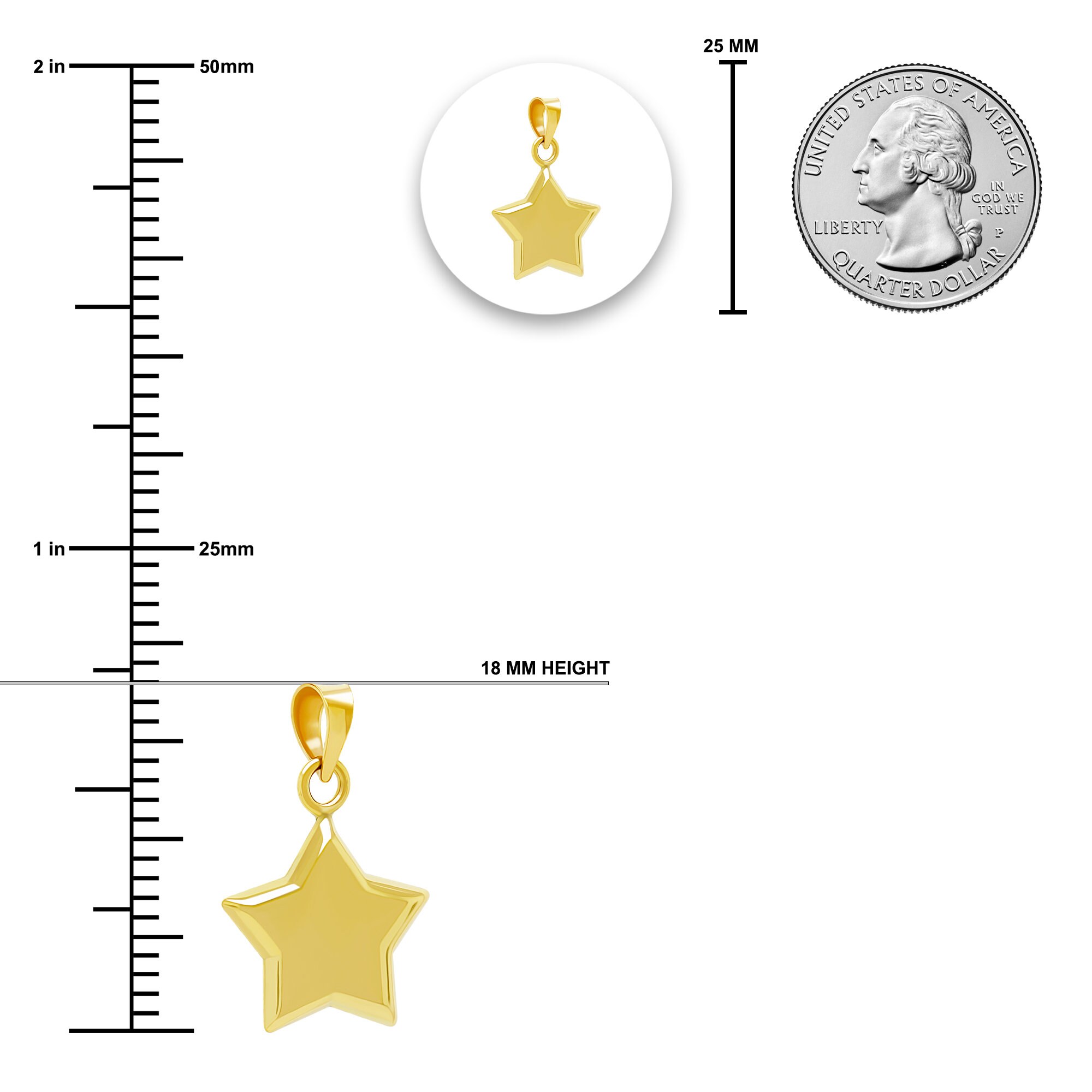 Gold Puffed Star Pendant Necklace - 10 Karat Gold - 3D Star Charm ...
