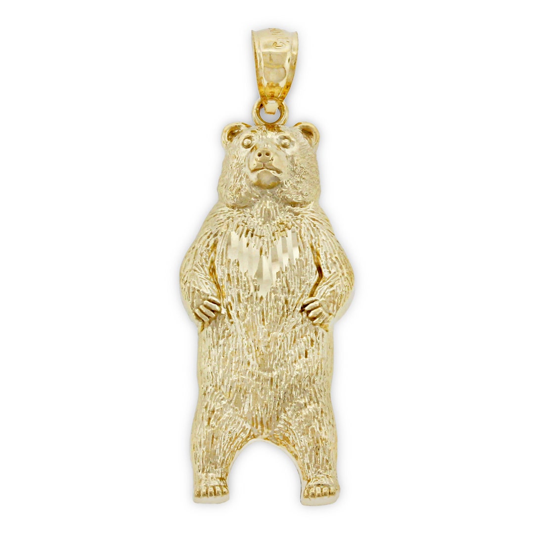 Gold Bear Charm - Bear Pendant - 10 Karat Solid Gold - Gold Bear ...