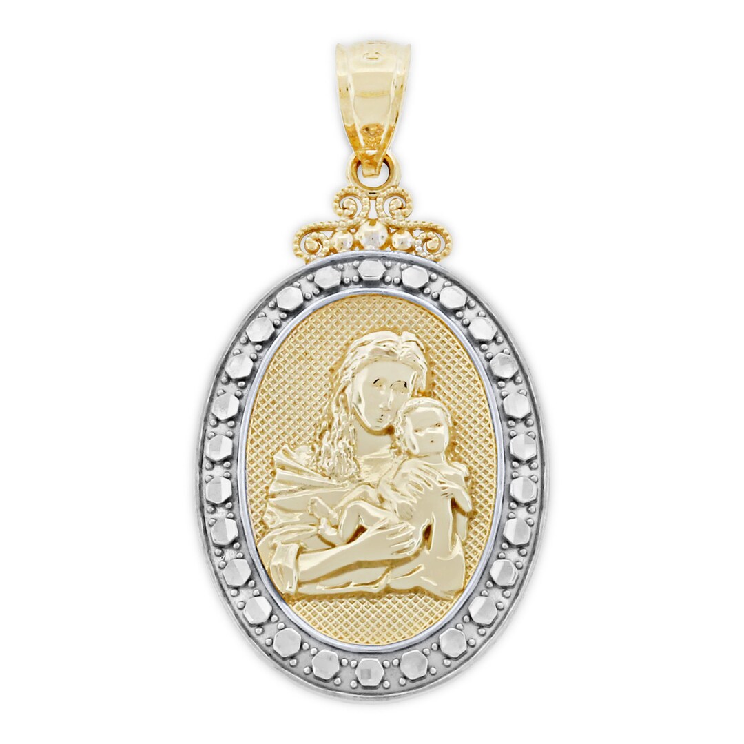 Gold Mother and Child Medallion Pendant - 10 Karat Solid Gold ...
