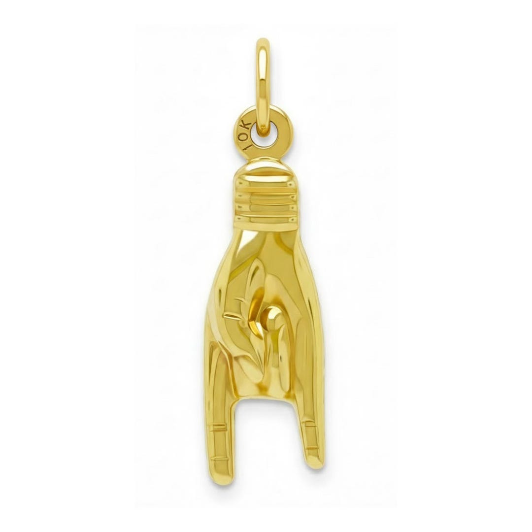 Gold Mano Cornuto Hand Symbol Pendant Necklace - 10 Karat Solid Gold ...
