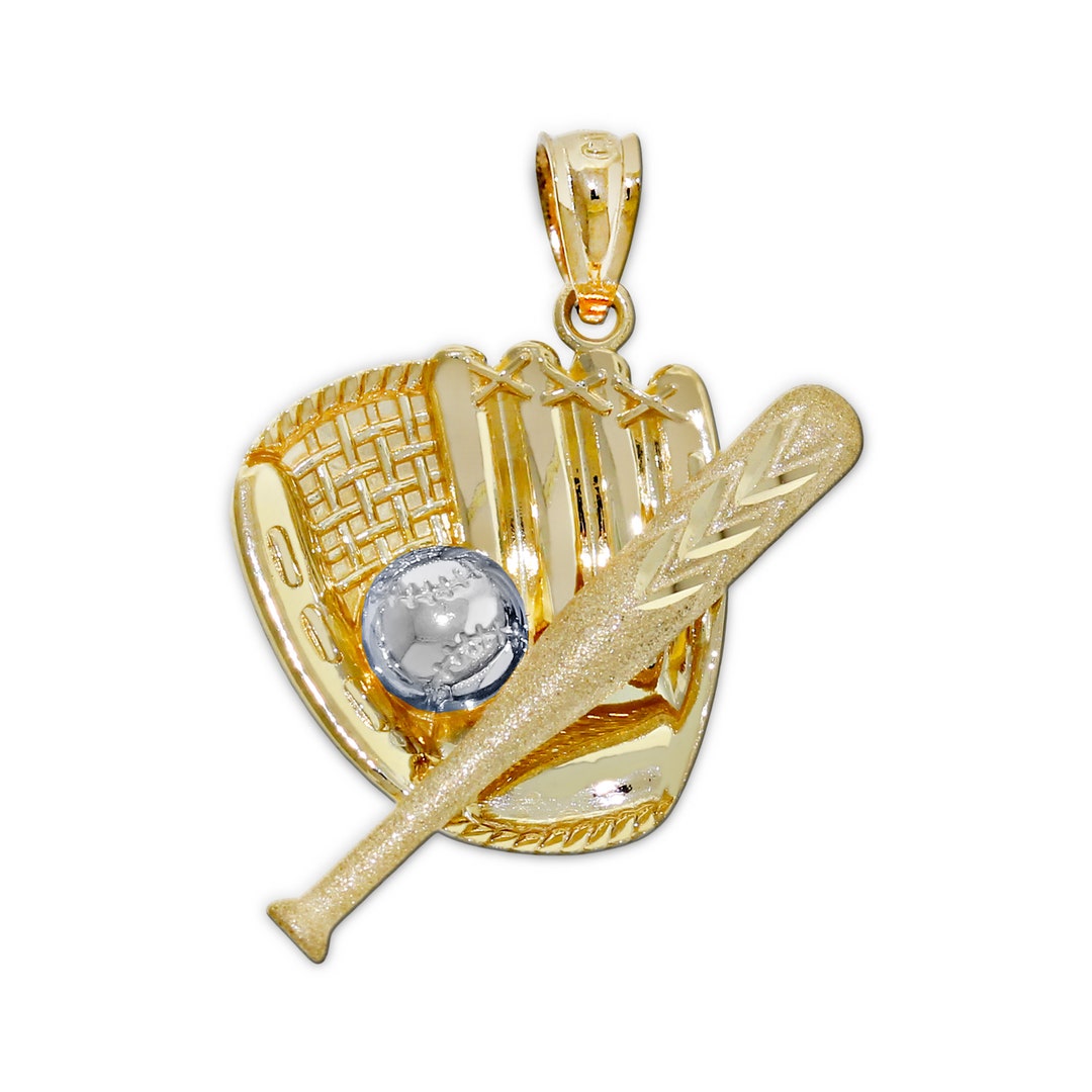 Gold Baseball Softball Gear Charm - 10 Karat Solid Gold - Baseball ...