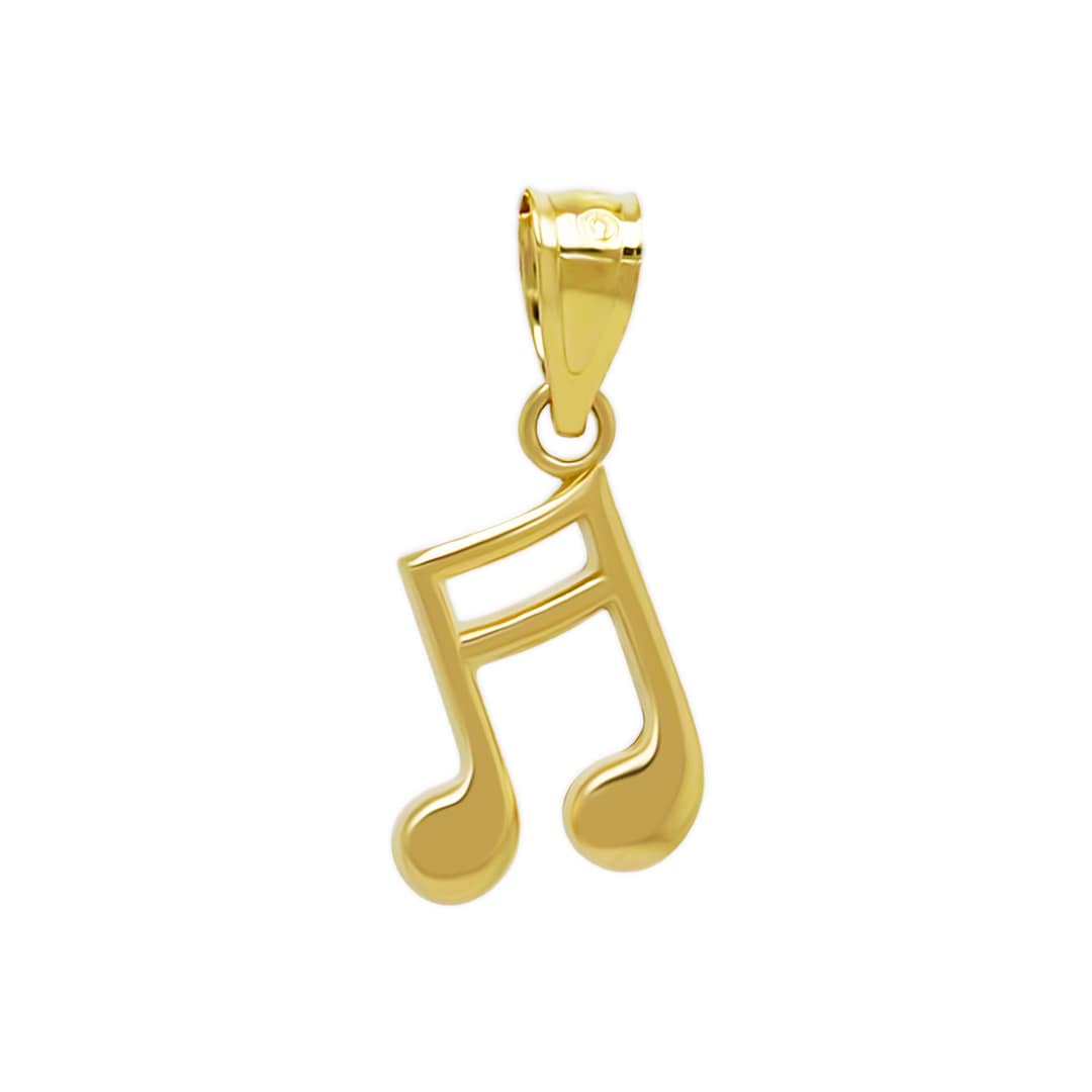 Gold Music Note Charm - Music Note Pendant - 10 Karat Solid Gold ...