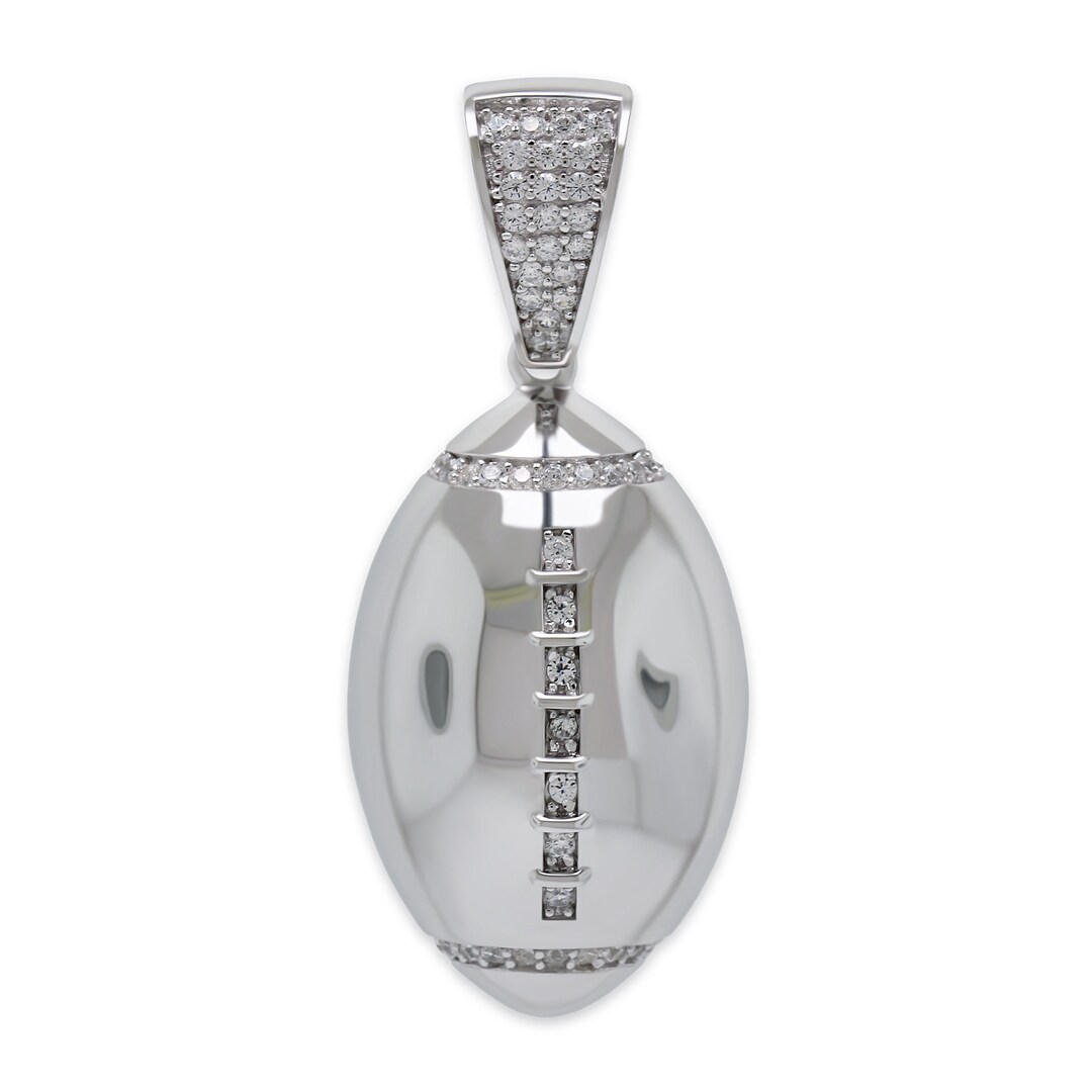 Silver Football Pendant With Cubic Zirconia Stones - 925 Sterling ...