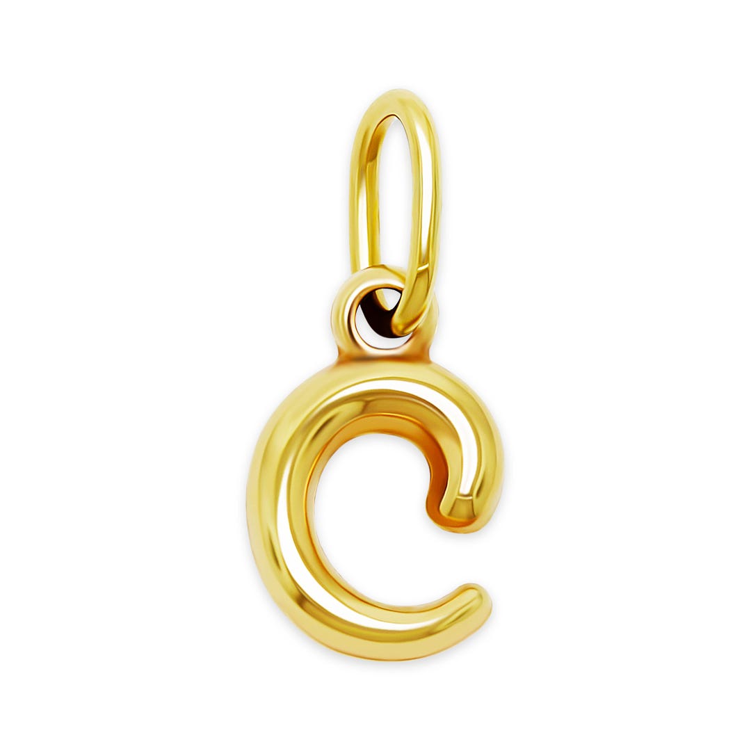 Gold Bubble Puff Initial C Charm Pendant - 3D Puffed Letter Charm - 10 ...