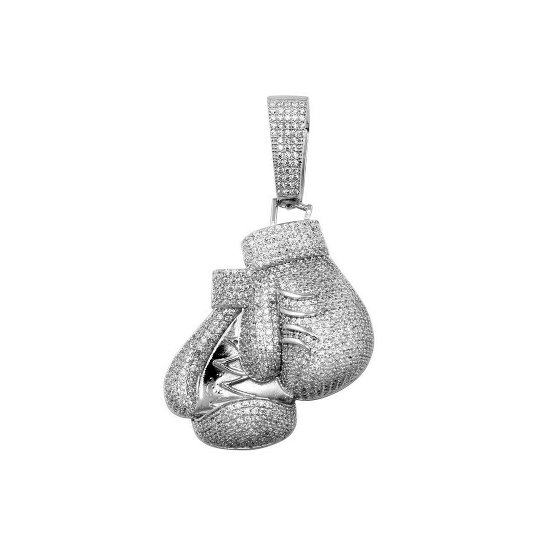Silver Boxing Glove Pendant Necklace - 925 Sterling Silver With Cubic ...
