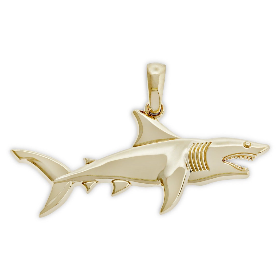 Gold Shark Charm - 14 Karat Gold - Shark Pendant - Optional Gold Chain ...