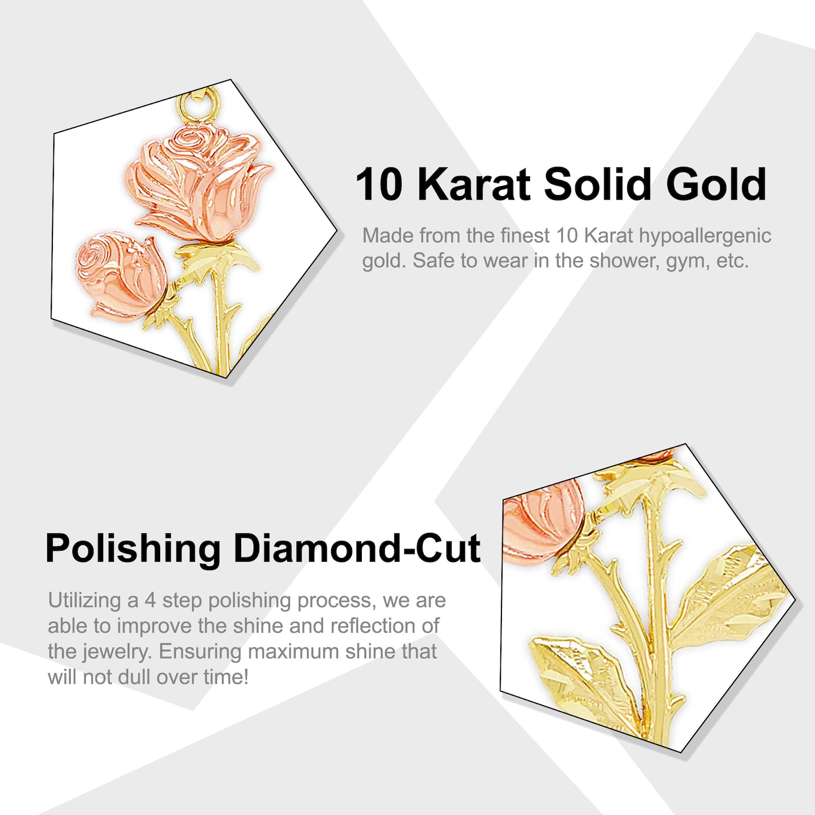 Gold Long Stem Double Rose Charm With Optional Chain 10 - Etsy