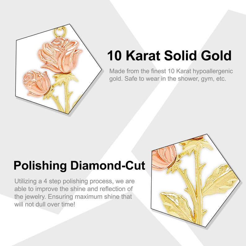Gold Long Stem Double Rose Charm With Optional Chain 10 - Etsy